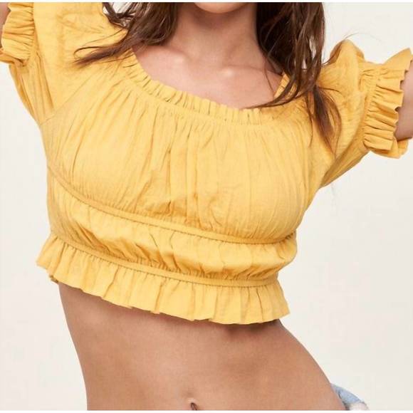 Mimosa | Tops | New Mimosa Cropped Short Sleeve Poet Top In Yellow ...
